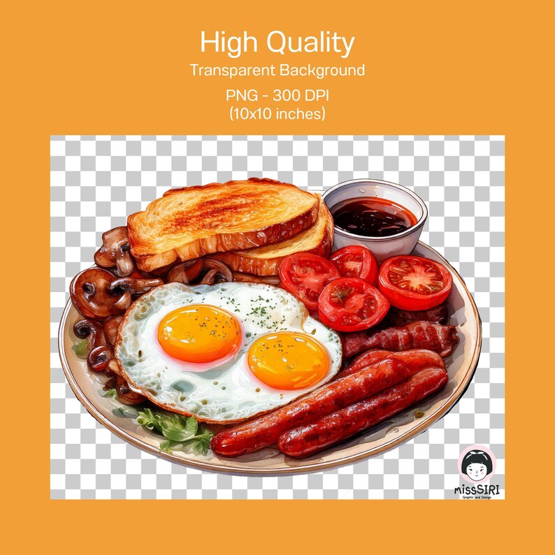 Breakfast Watercolor Clipart – 21 PNG Delicious Morning Dishes With ...