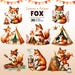 Autumn Camping Fox Clipart Bundle, 30 PNG Watercolor Woodland Animals ...