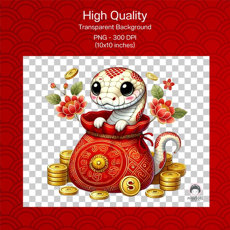Year of the Snake Clipart Bundle - 25 PNG Kawaii Snake Illustrations ...