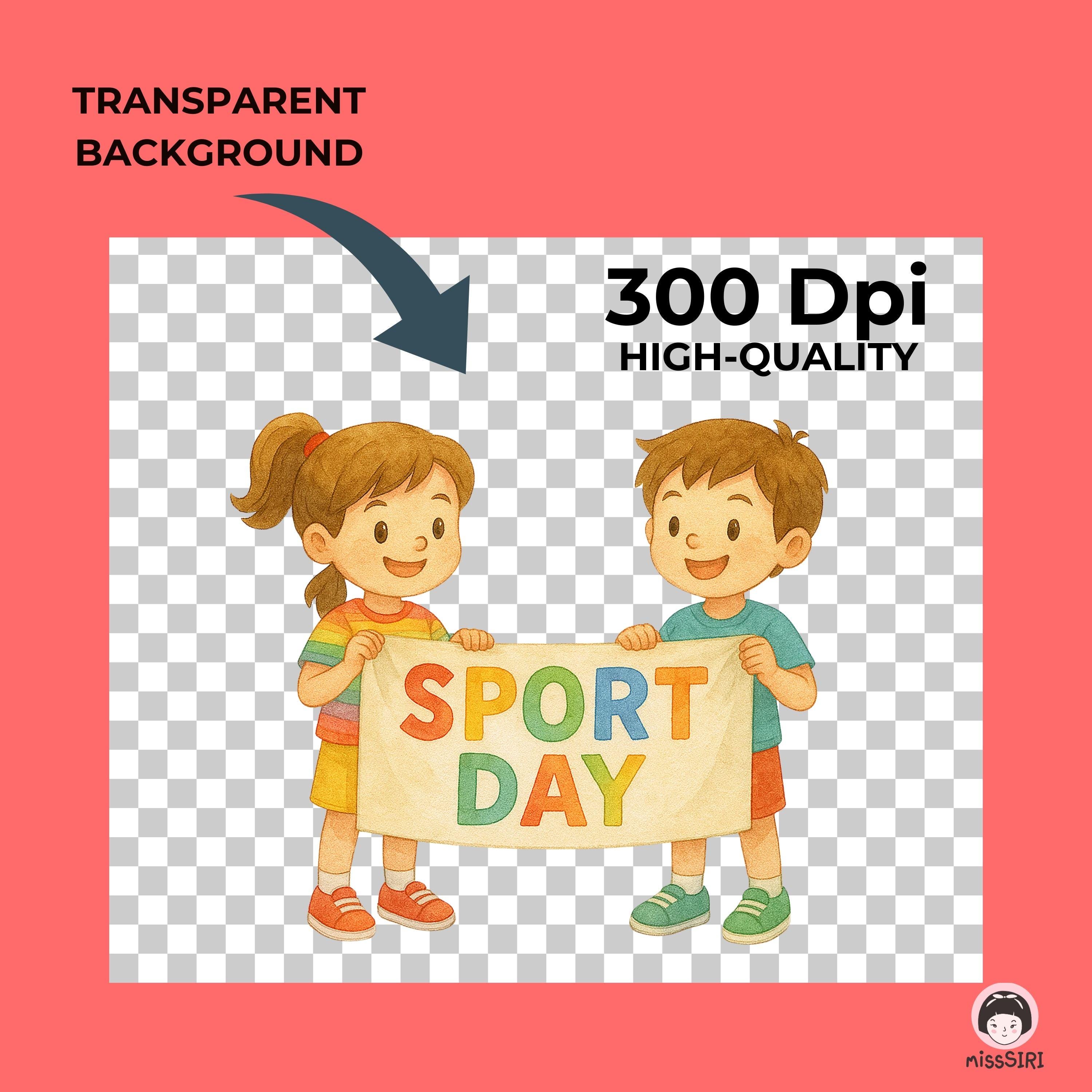 Sport Day Watercolor Clipart Bundle for Kids Games, School Event PNG ...