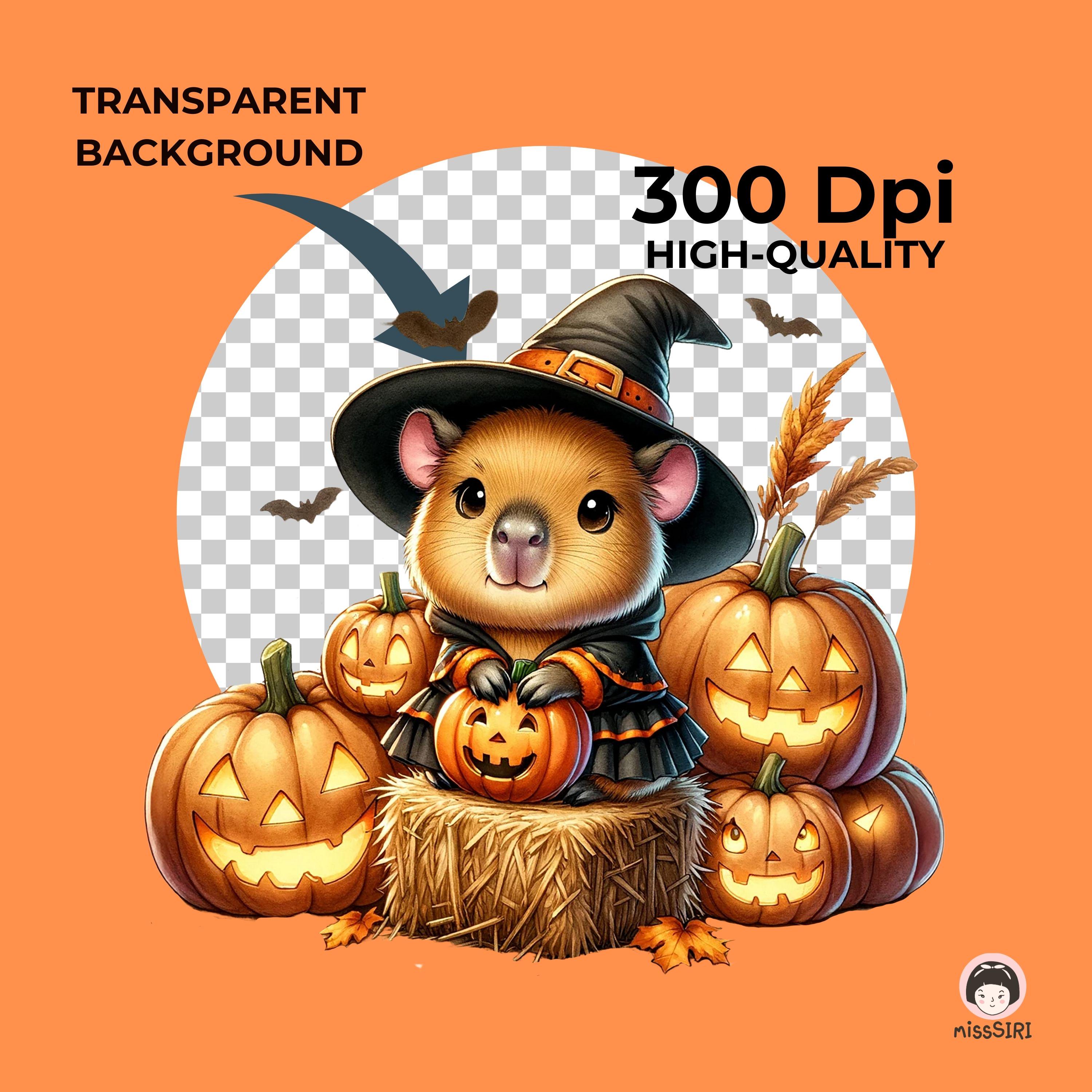 Halloween Capybara Clipart Bundle | 41 Cute Watercolor Pngs | Spooky ...