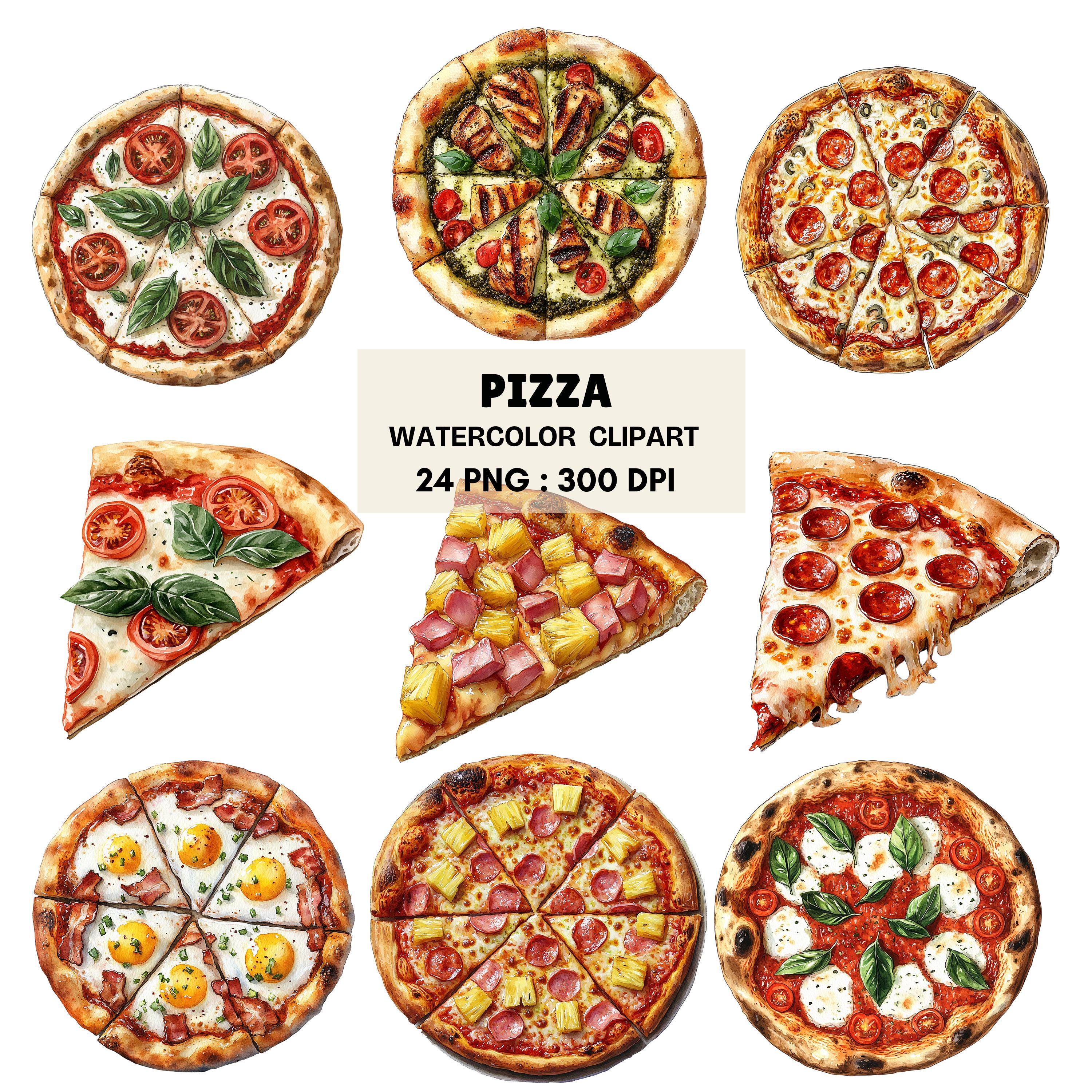 Pizza Lover Watercolor Clipart 24 PNG Files Italian Food Clip Art - Etsy