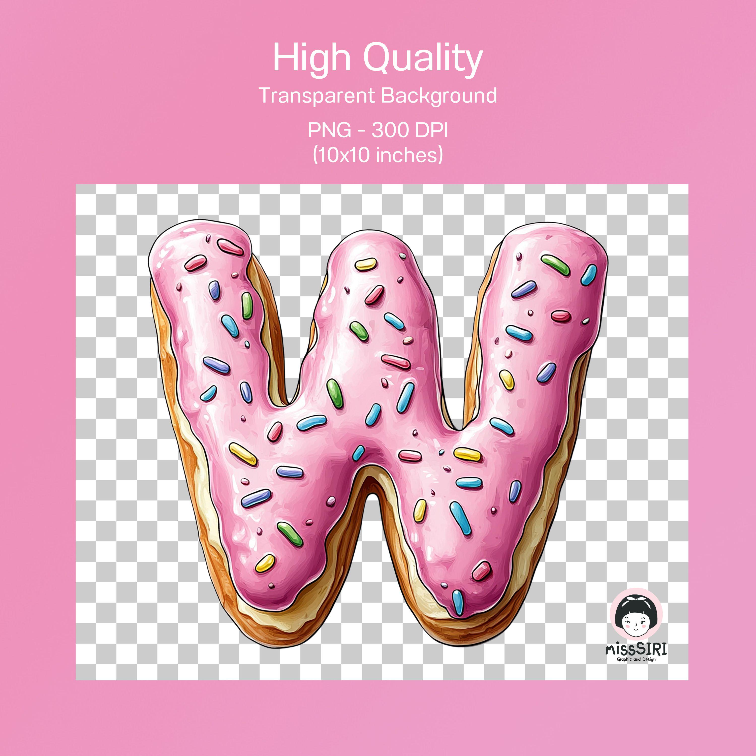 Doughnut Alphabet Watercolor Clipart – 38 PNG Sweet Pink Frosted ...