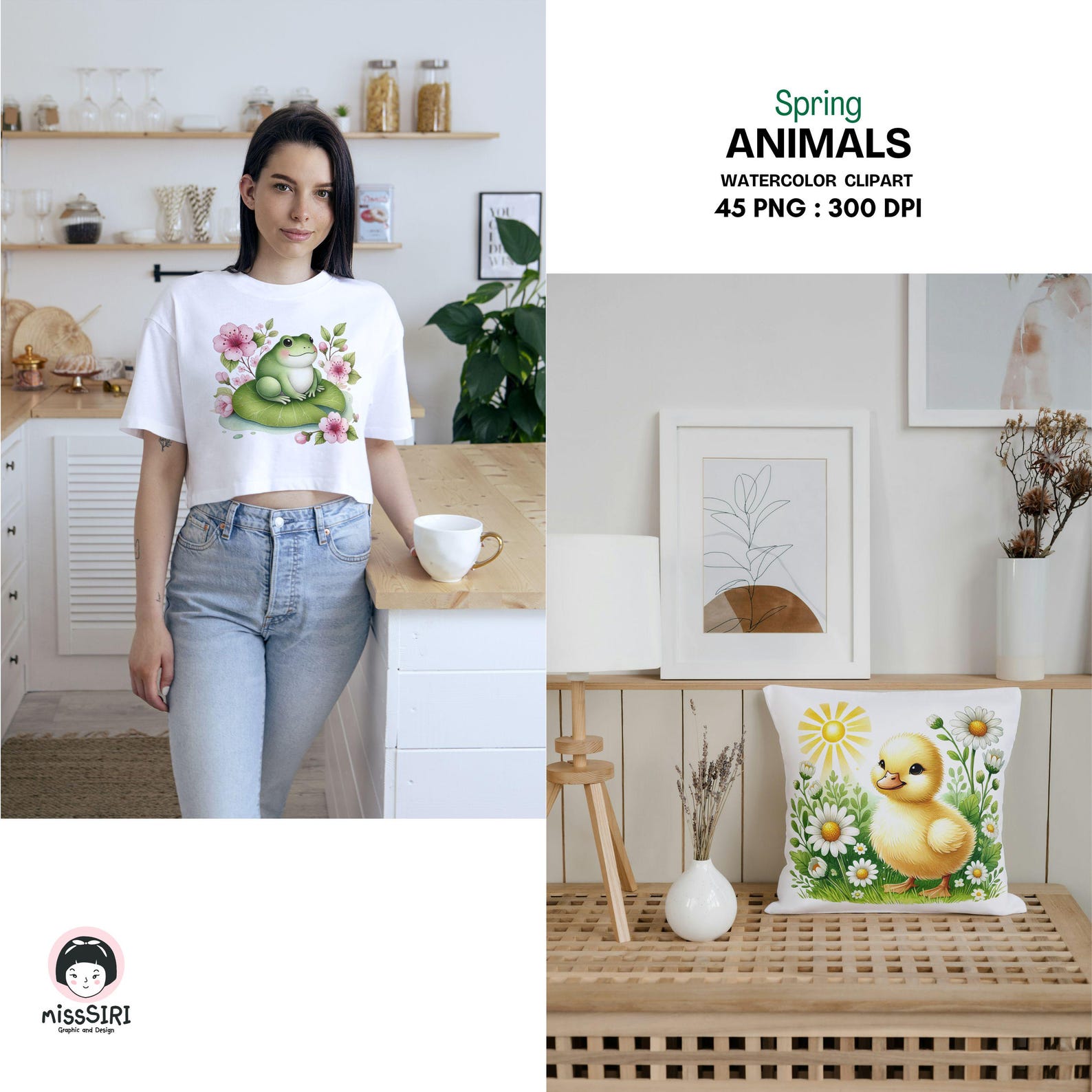 Spring Animals Watercolor Clipart Set – 45 Adorable Hand Painted Pngs ...