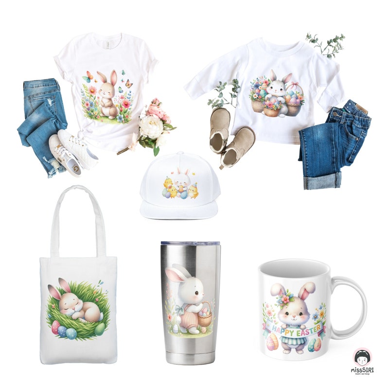 Easter Bunny Watercolor Set - Cute Spring Clipart for Crafts - Etsy