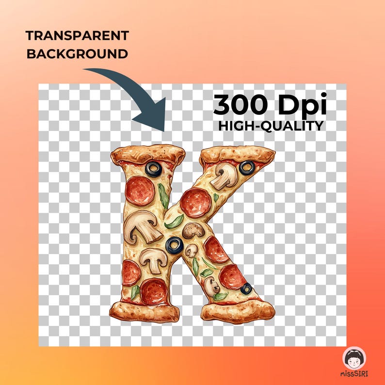 Pizza Alphabet Clipart Set | 36 Watercolor Letters and Numbers PNG With ...
