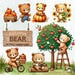 Autumn Bear Watercolor Clipart Bundle - Cute Fall Bear Pngs With ...