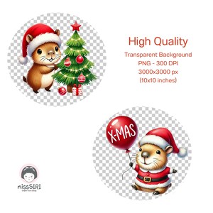 Christmas Capybara Watercolor Clipart Bundle, Cute Capybara Holiday PNG ...