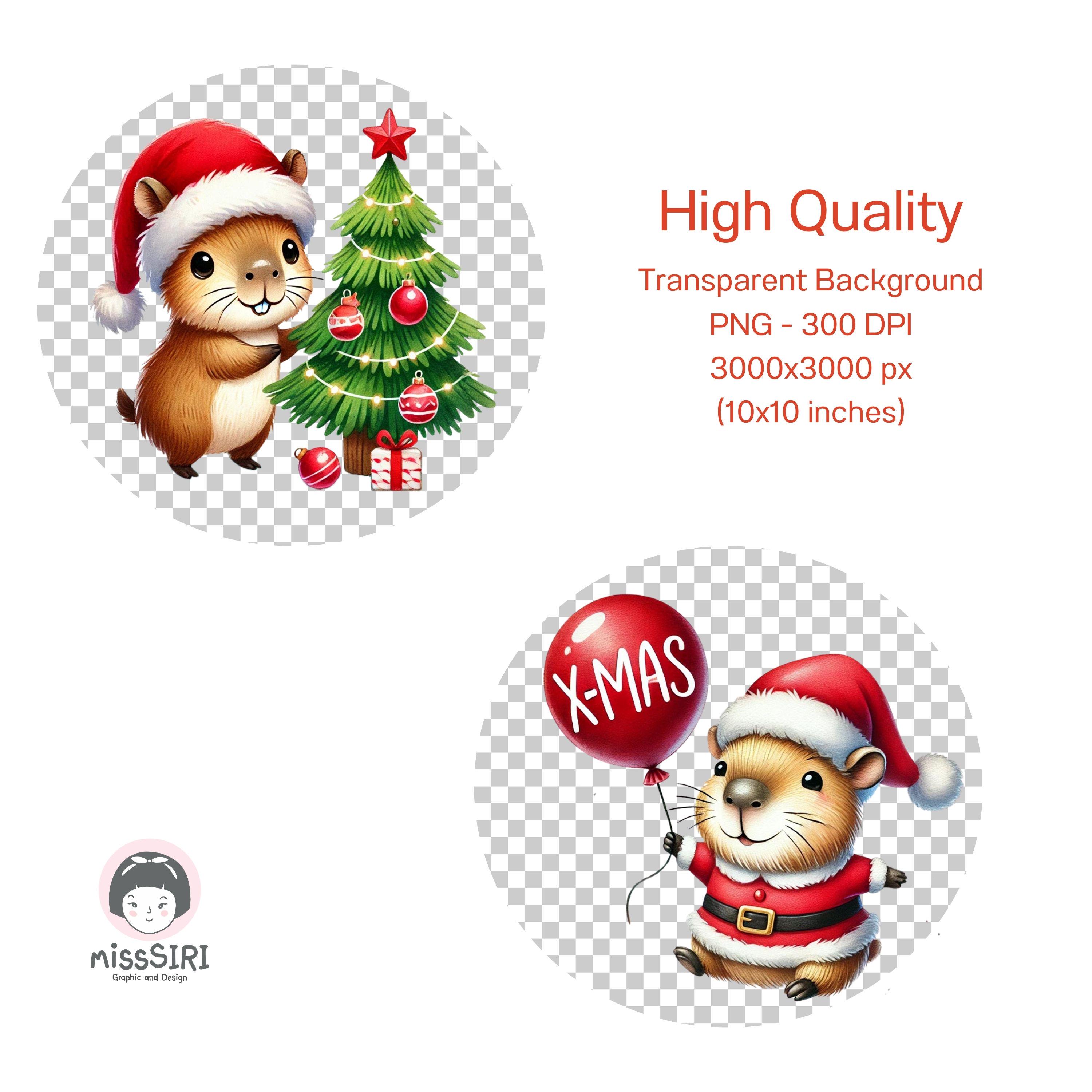 Christmas Capybara Watercolor Clipart Bundle, Cute Capybara Holiday PNG ...
