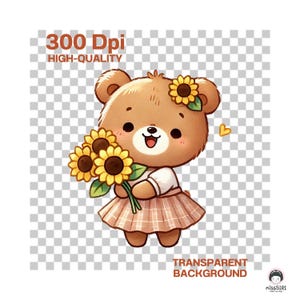 Autumn Bear Watercolor Clipart Bundle - Cute Fall Bear Pngs With ...