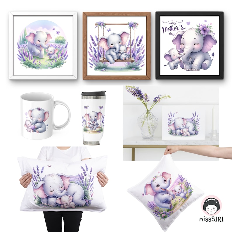 Mother and Baby Elephant Watercolor Clipart - Etsy
