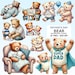 Father’s Day Bear Clipart Set | 27 Watercolor Pngs of Dad and Baby ...