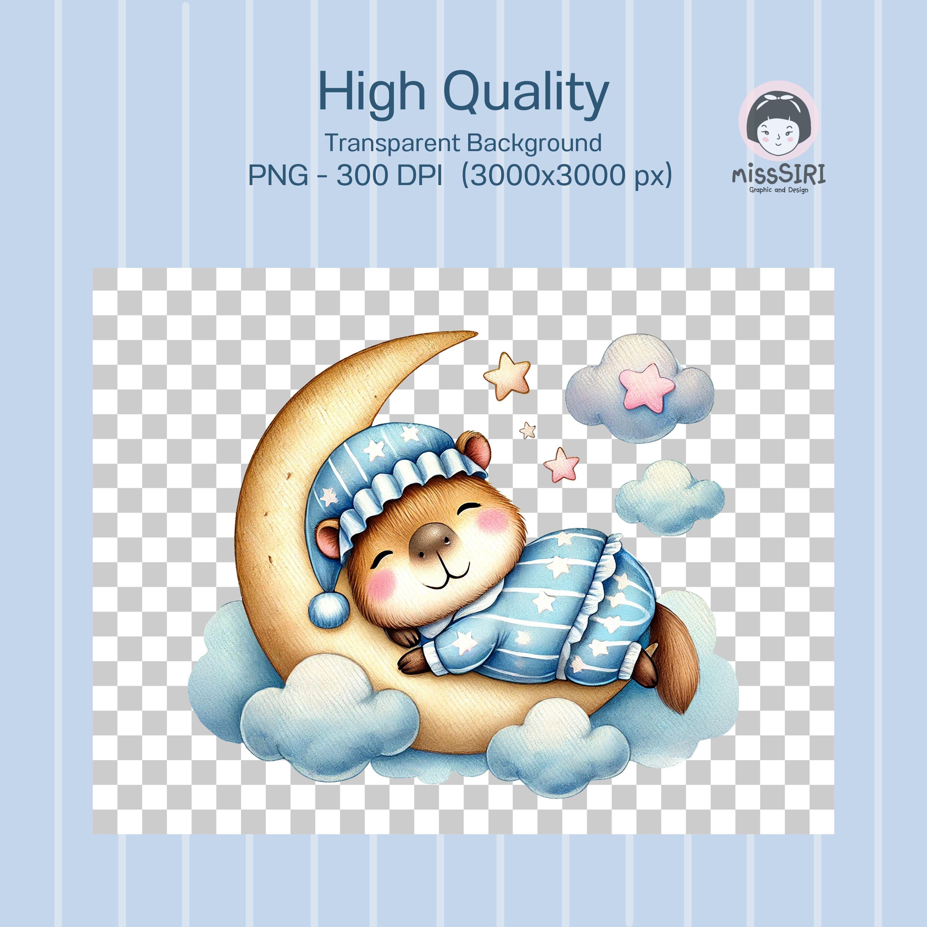 Baby Boy Capybara Watercolor Clipart Set – 38 PNG Files for Baby Shower ...