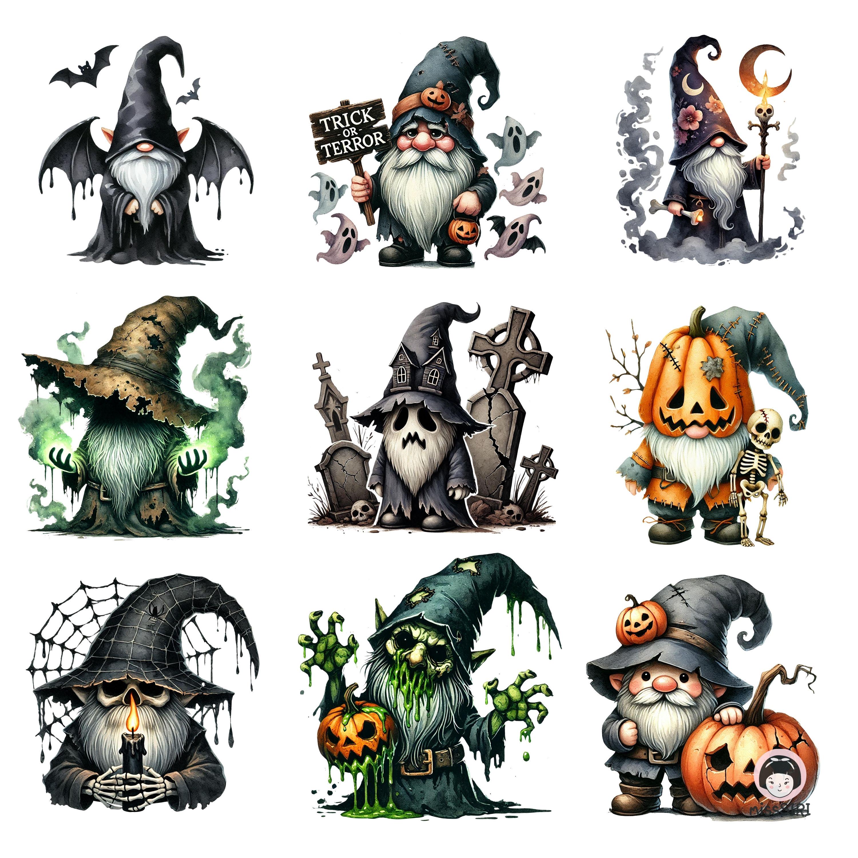 Halloween Gnome Clipart Set | 27 Watercolor Pngs of Spooky Gnomes With ...
