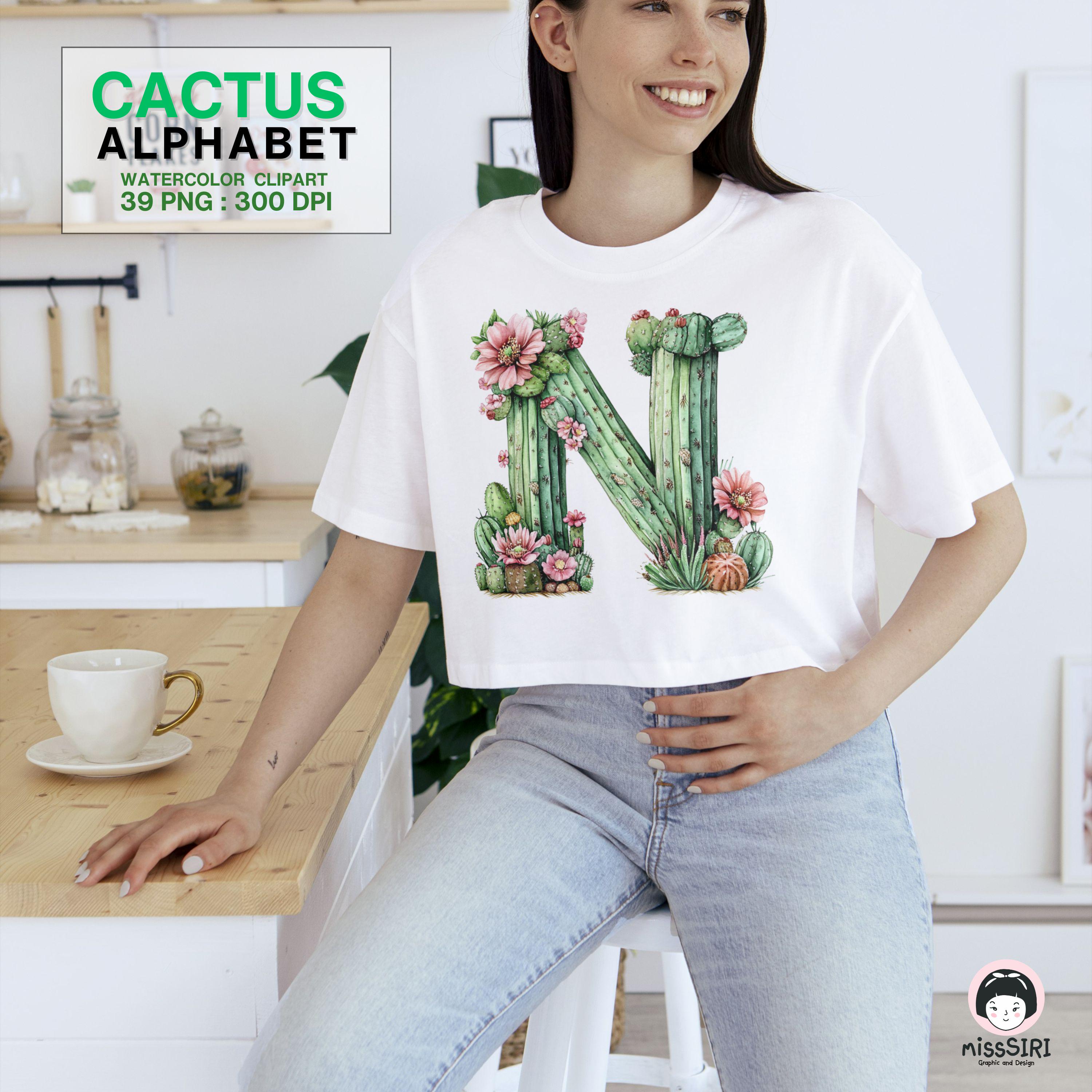 Cactus Alphabet Watercolor Clipart – 39 PNG Floral Cactus Letters ...