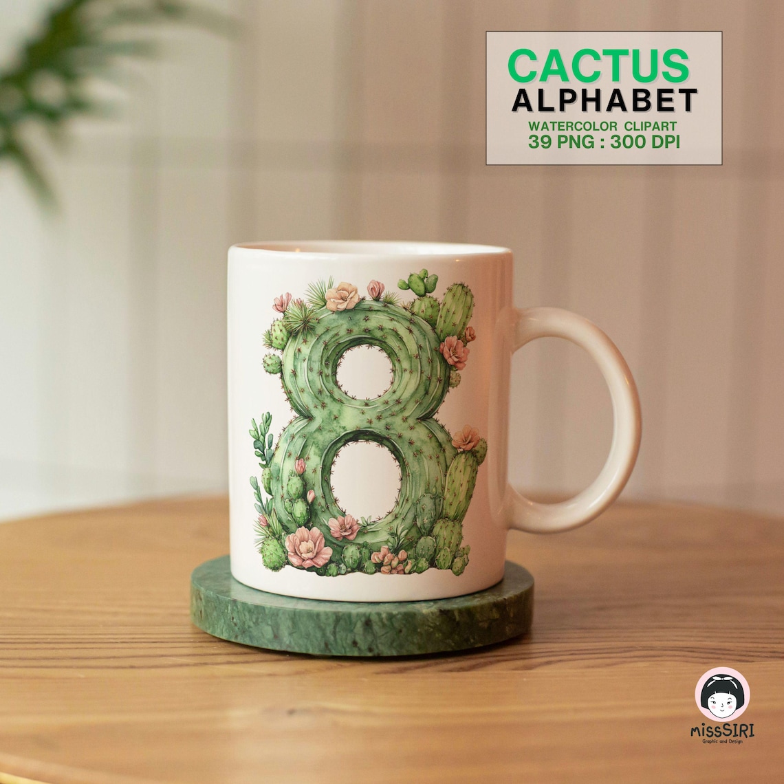 Cactus Alphabet Watercolor Clipart – 39 PNG Floral Cactus Letters ...