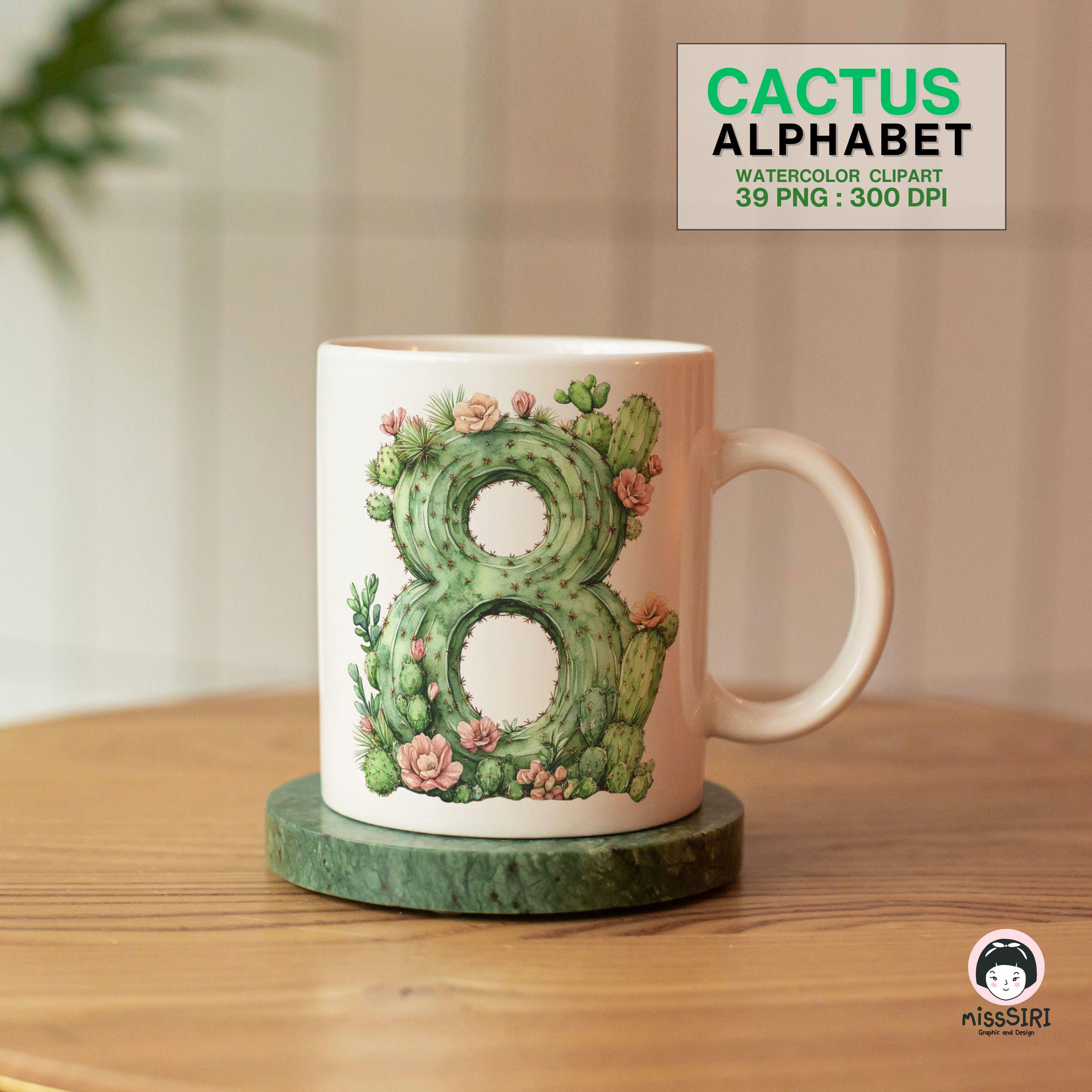 Cactus Alphabet Watercolor Clipart – 39 PNG Floral Cactus Letters ...