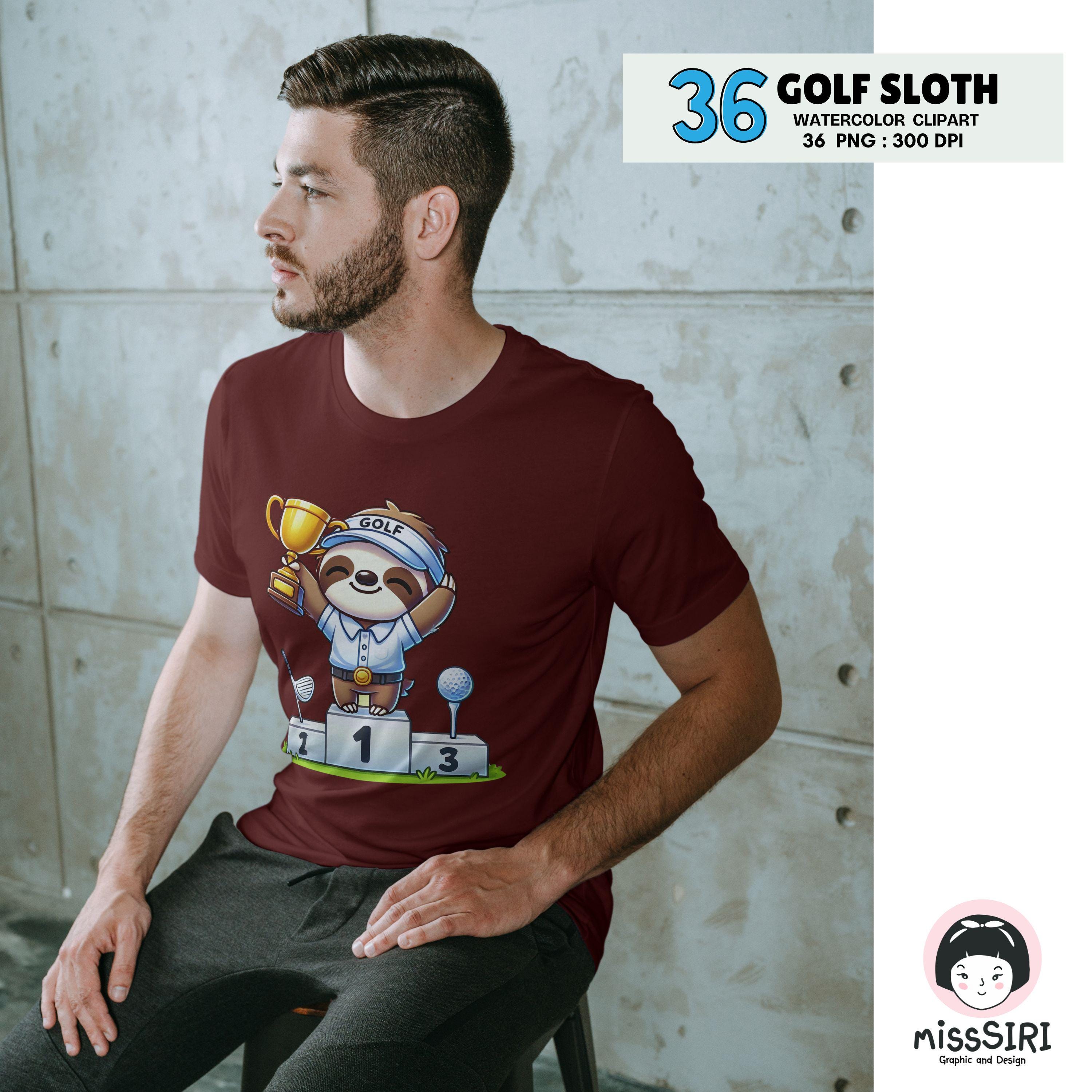 Golf Sloth Watercolor Clipart – 36 PNG Adorable Golfing Sloths, Golf ...