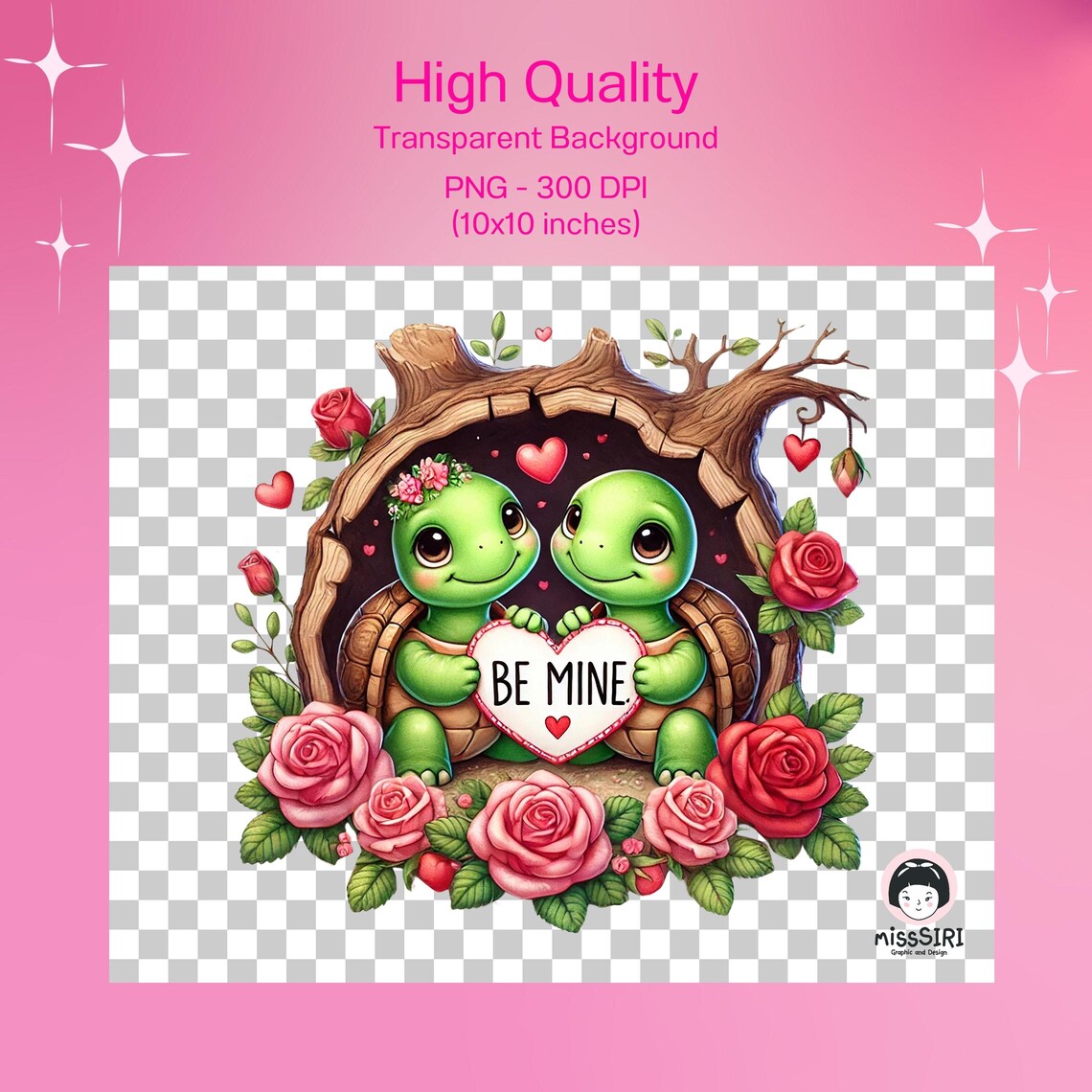Valentine’s Day Turtle Clipart Set - 33 Watercolor Romantic Pngs, Cute ...