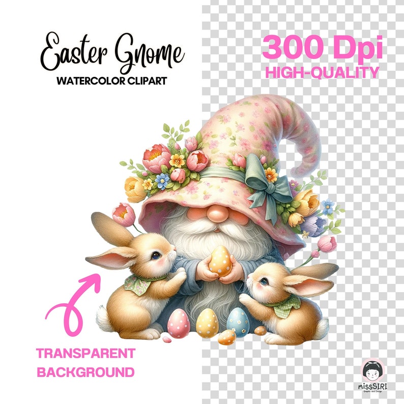 Easter Gnome Watercolor Clipart - 31 PNG Bundle for Crafting - Etsy