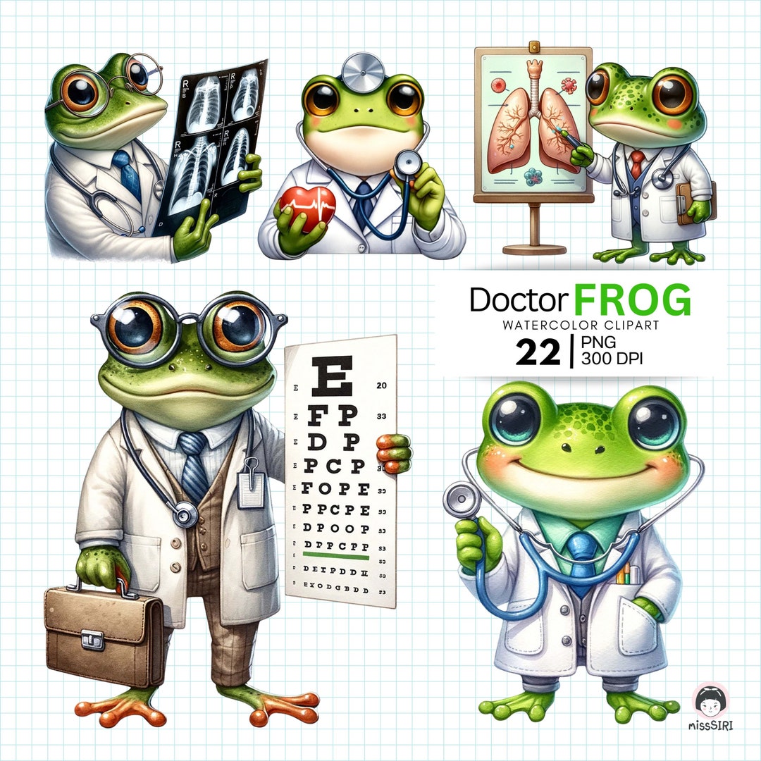 Watercolor Frog Doctor Clipart Series - Etsy