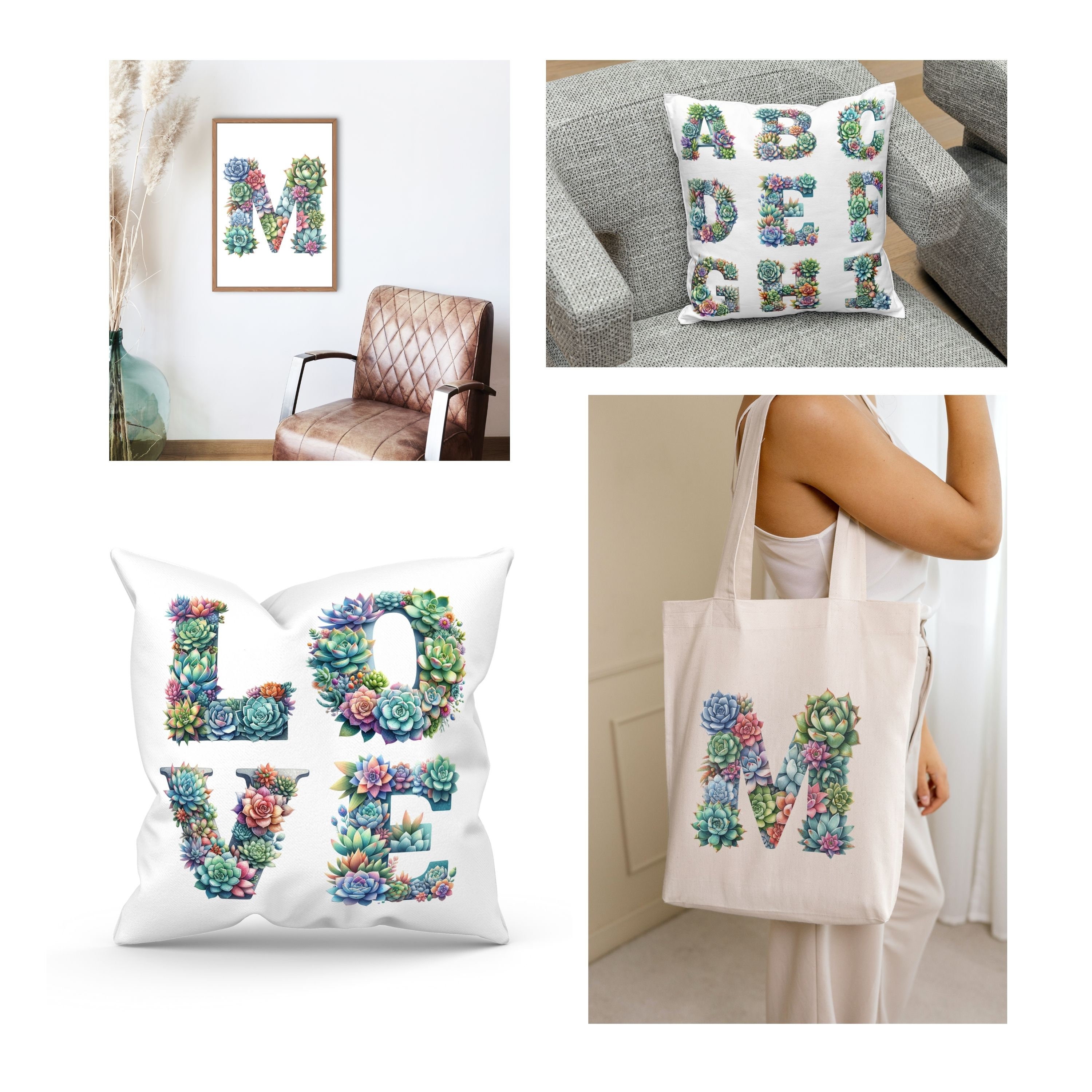 Succulent Watercolor Alphabet Clipart Set - Etsy