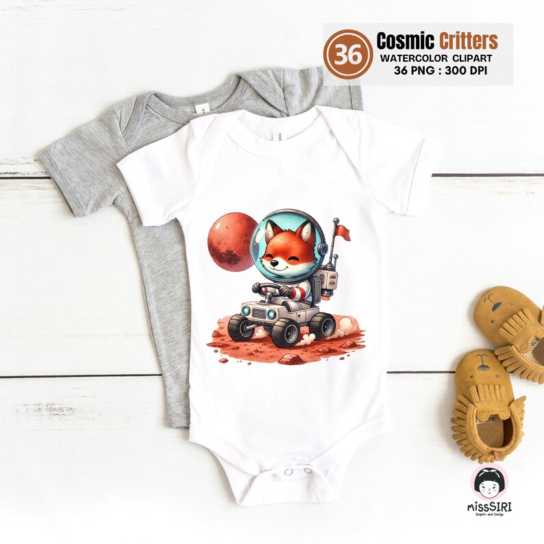 Cosmic Critters Watercolor Clipart – 36 PNG Adorable Space Animals With ...