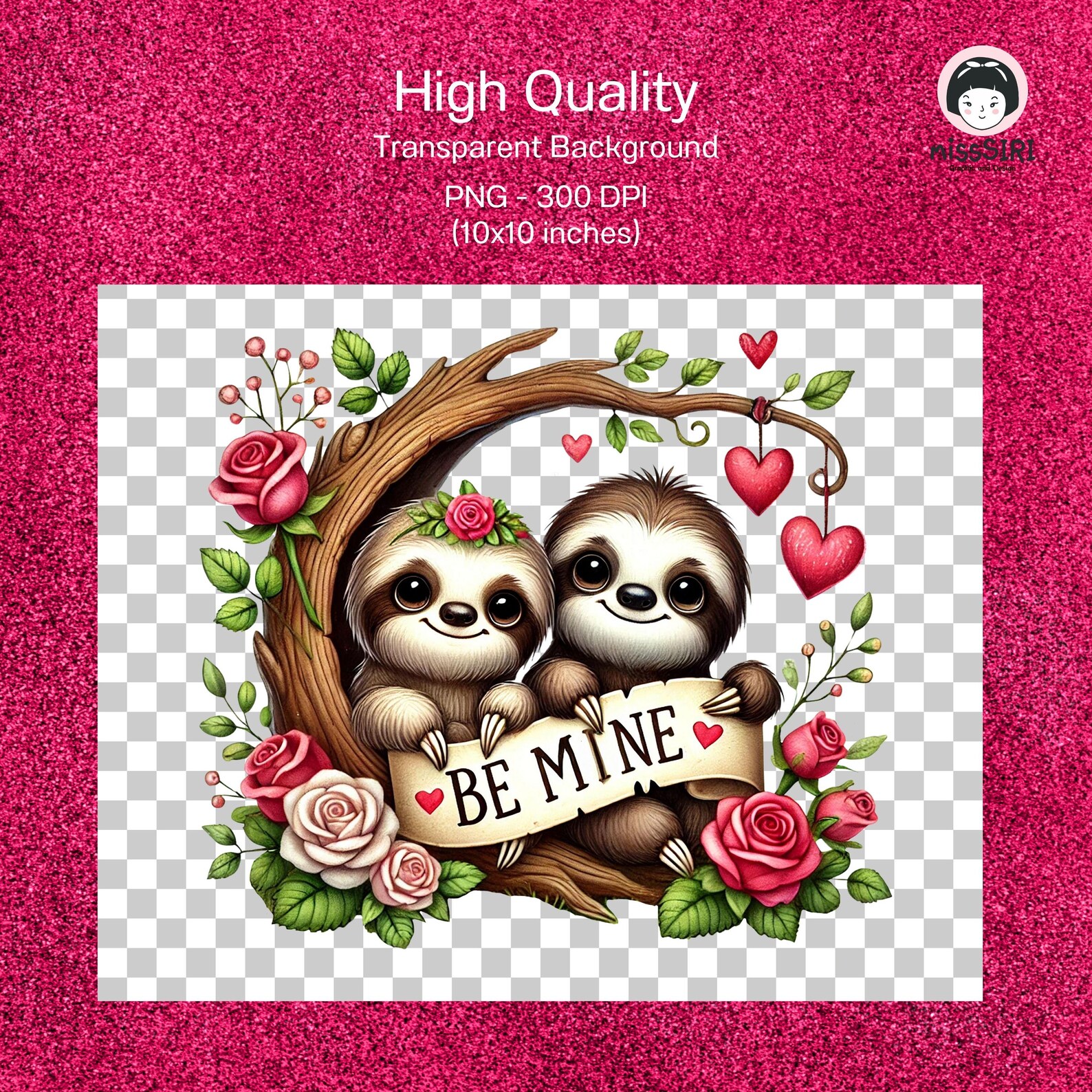 Valentine Sloth Clipart Bundle, 32 Watercolor PNG Files, Adorable Romantic Sloth Art, Digital ...