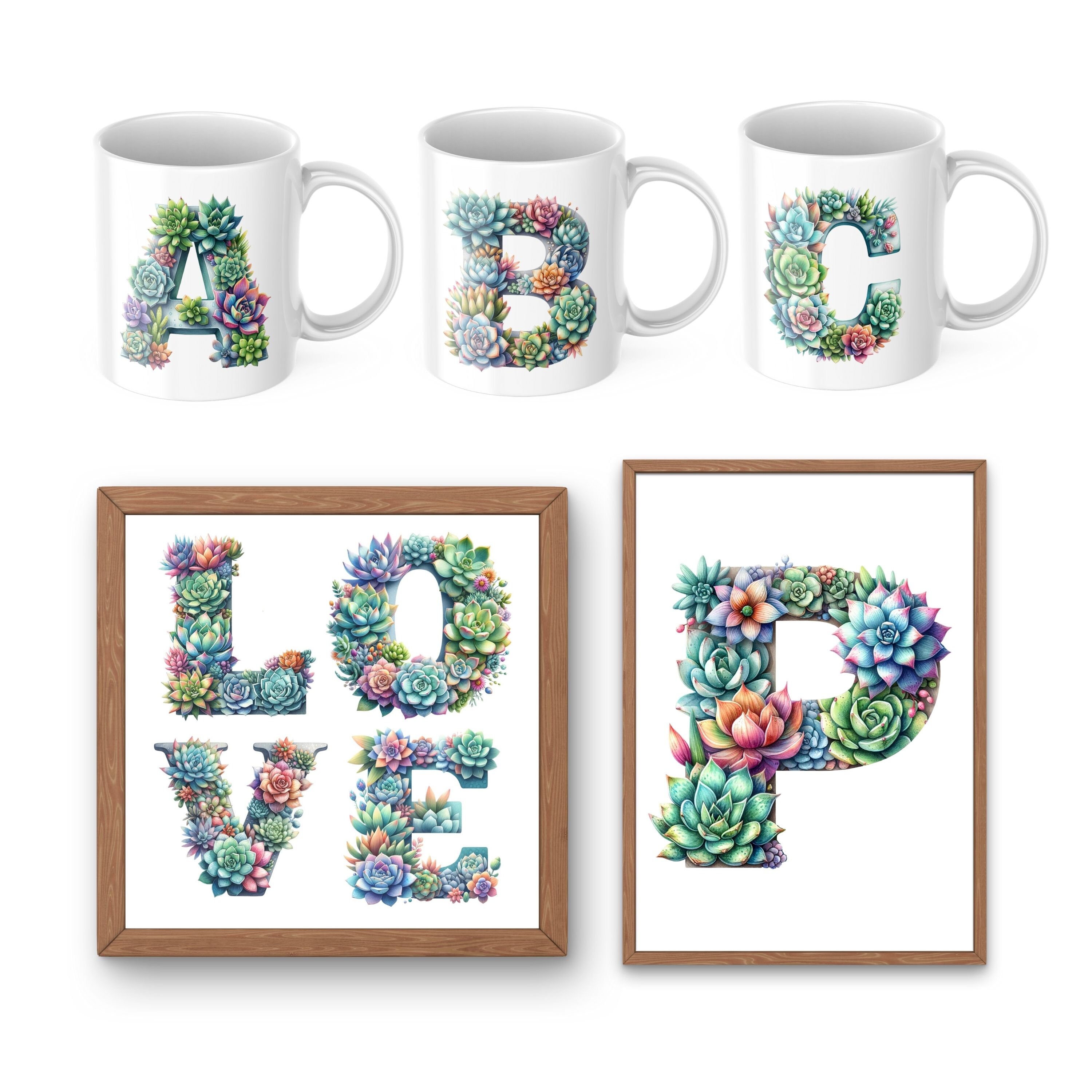 Succulent Watercolor Alphabet Clipart Set - Etsy