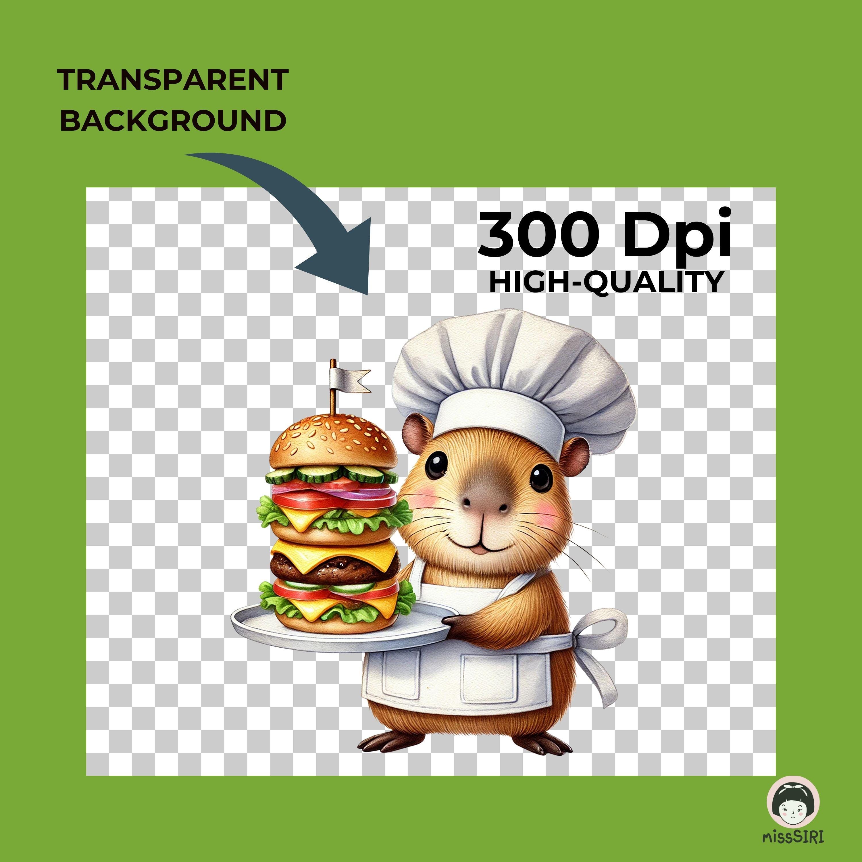 Chef Capybara Watercolor Clipart Bundle for Food Lovers and Creators ...