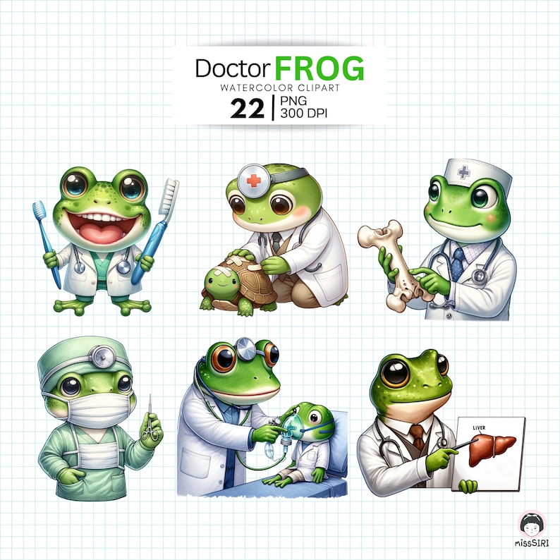 Watercolor Frog Doctor Clipart Series - Etsy