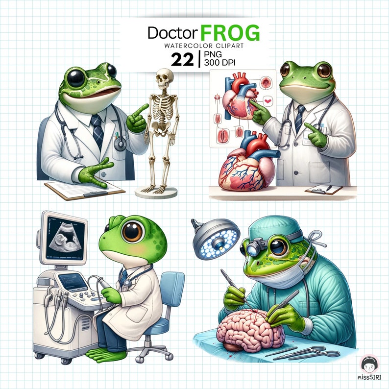 Watercolor Frog Doctor Clipart Series - Etsy