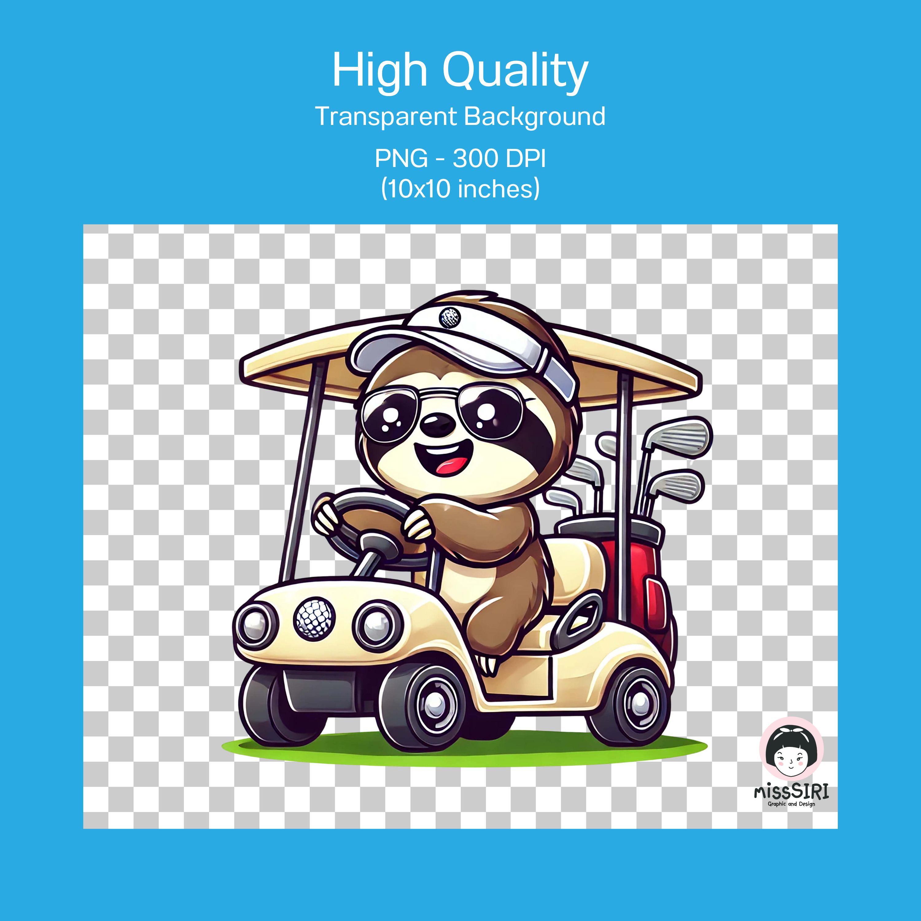 Golf Sloth Watercolor Clipart – 36 PNG Adorable Golfing Sloths, Golf ...