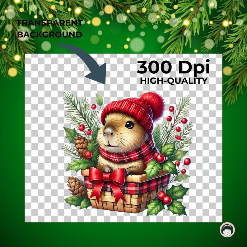 Christmas Capybara Clipart Set 2| 35 Watercolor Holiday Capybaras With ...