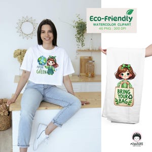 Eco-friendly Watercolor Clipart Set - 46 PNG Files, Go Green Recycling ...