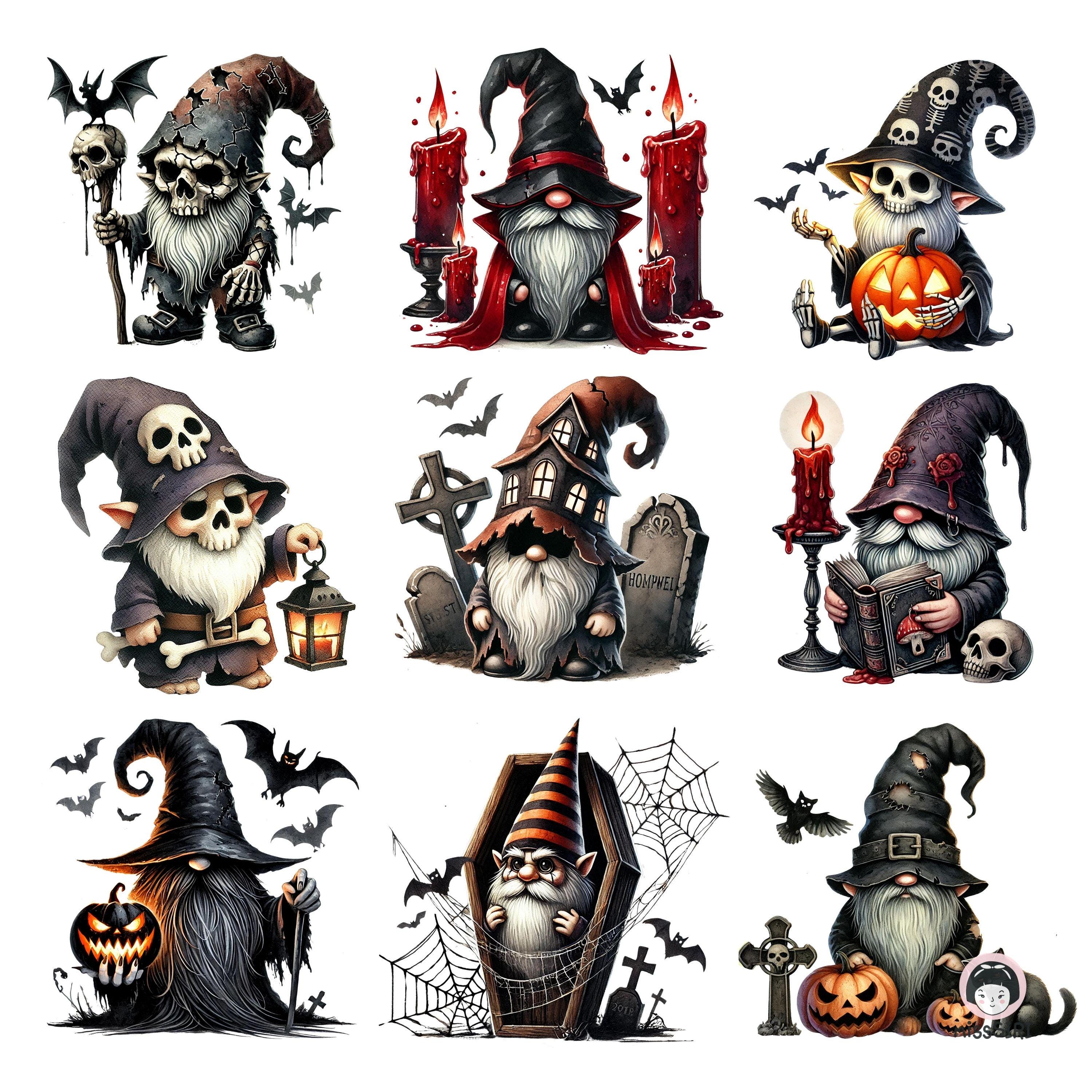 Halloween Gnome Clipart Set | 27 Watercolor Pngs of Spooky Gnomes With ...