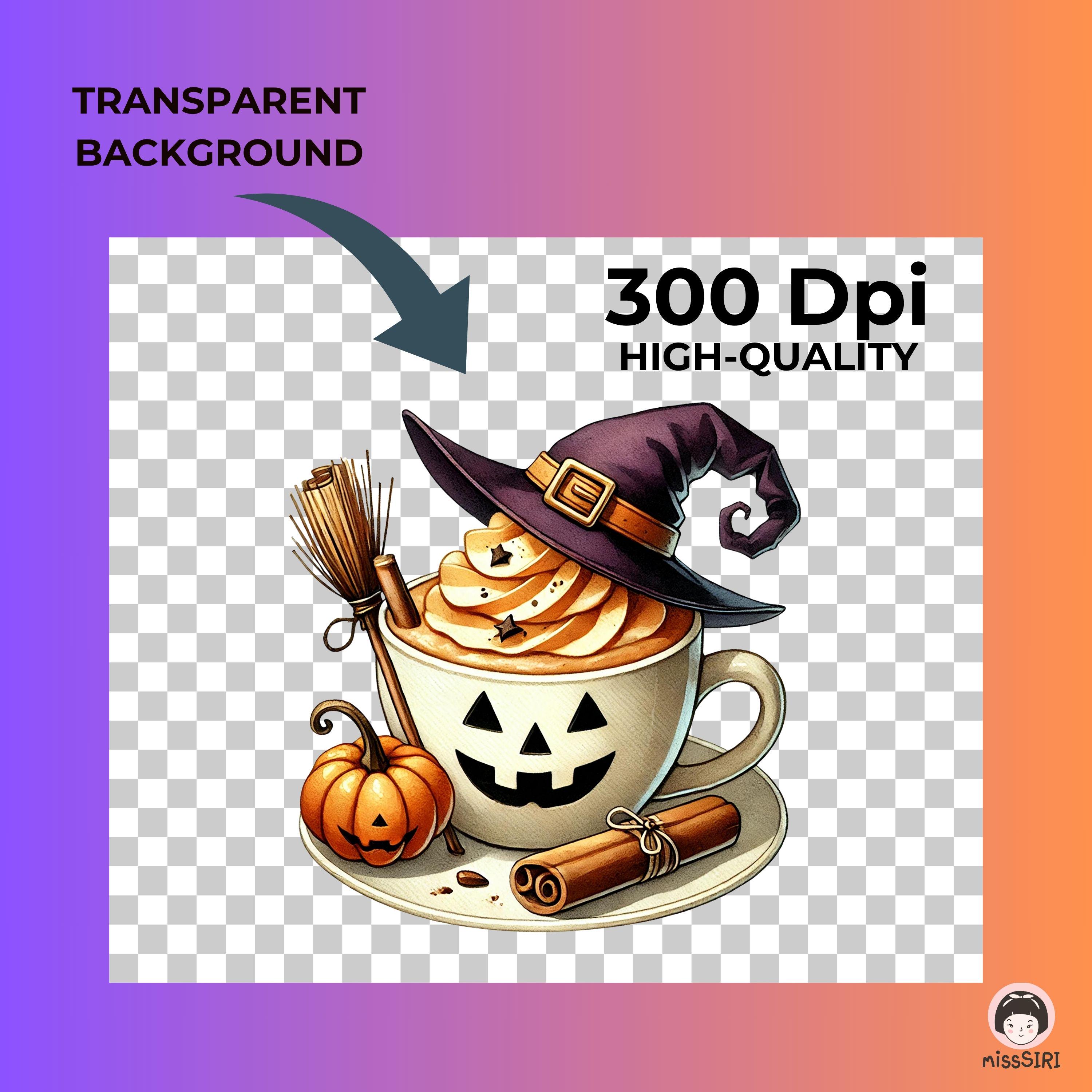 Halloween Coffee Clipart Bundle | 24 Watercolor Pngs With Spooky Lattes ...