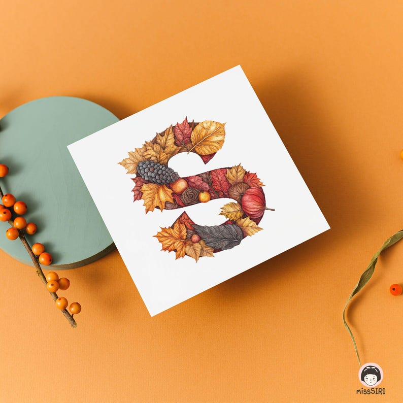 Autumn Leaf Alphabet Clipart | 36 Watercolor Fall Letters and Numbers ...