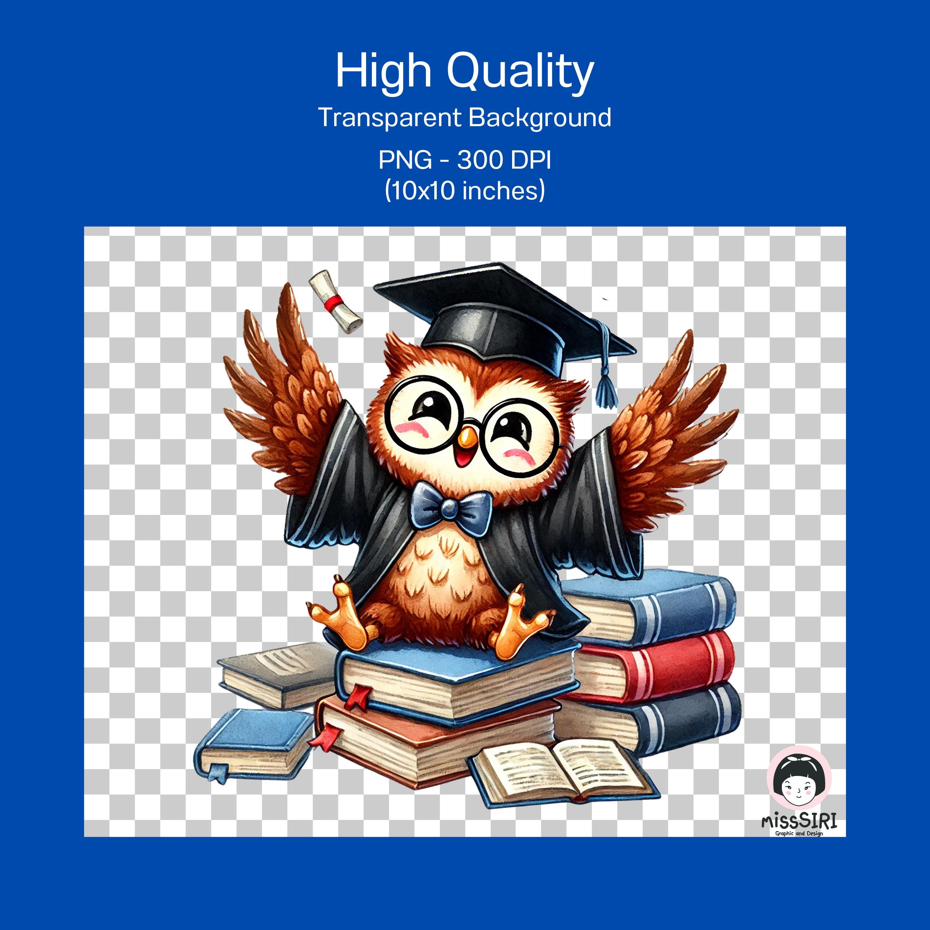 Scholar Owl Graduation Clipart Bundle – 36 Watercolor Pngs Featuring ...