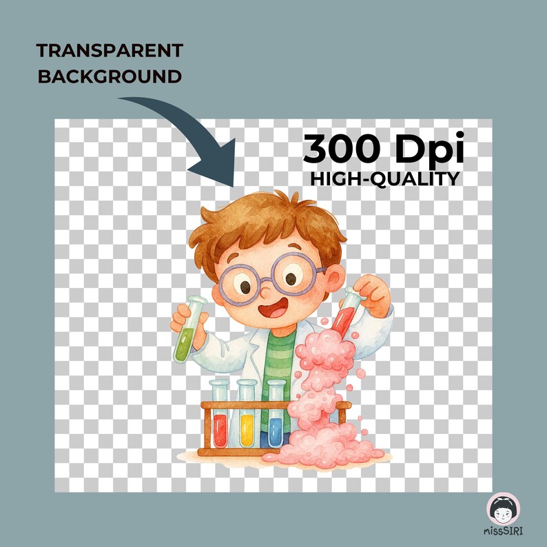 Kids Scientist Watercolor Clipart Bundle With Lab Experiments and ...