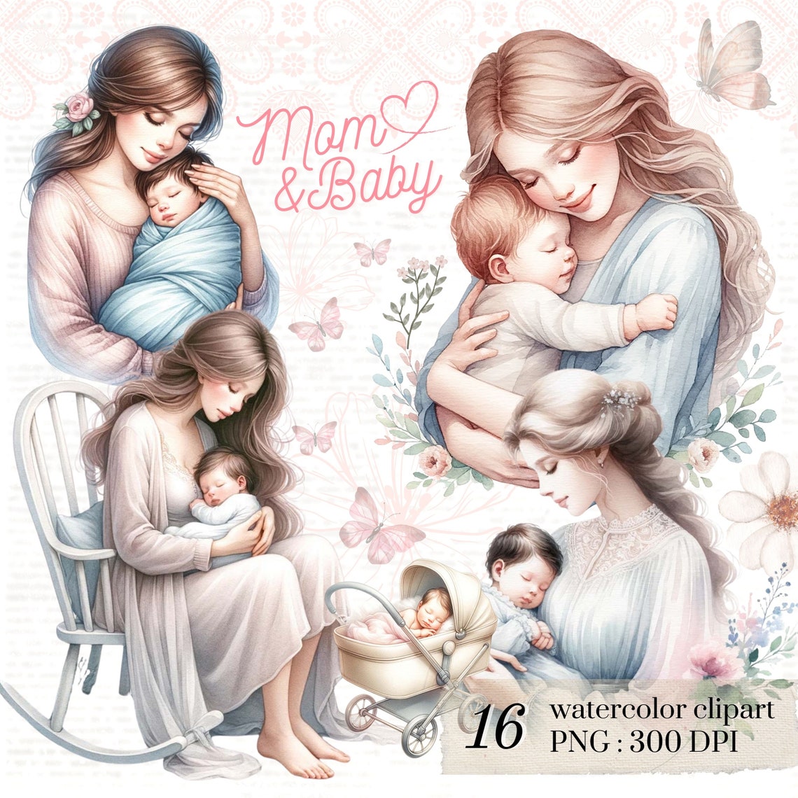 Mother and Baby Watercolor Clipart Series. - Etsy