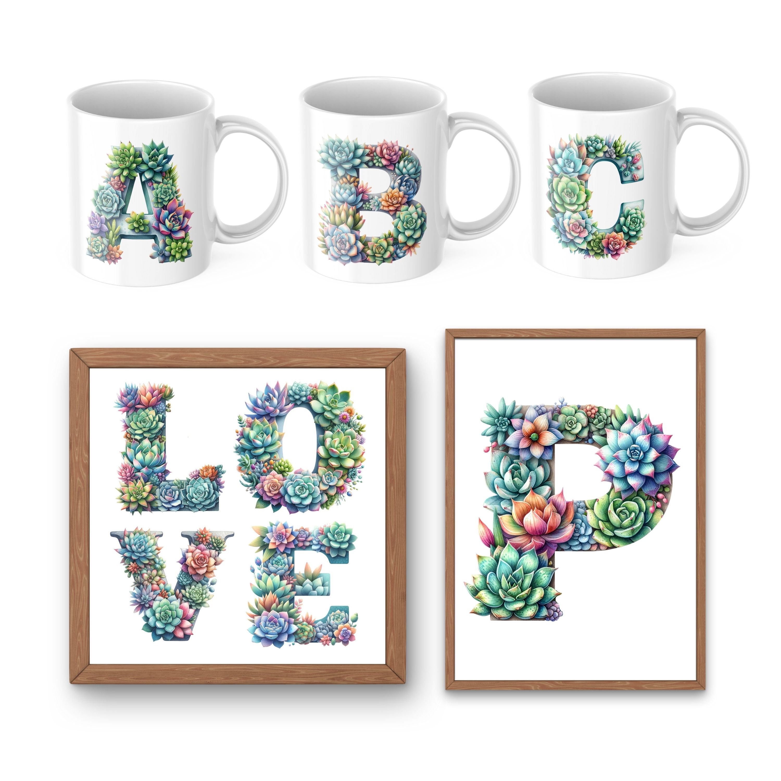 Succulent Watercolor Alphabet Clipart Set - Etsy