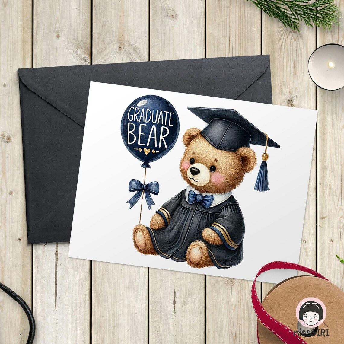 Little Bear Graduation Clipart Set | 34 Watercolor Pngs of Cute Bears ...
