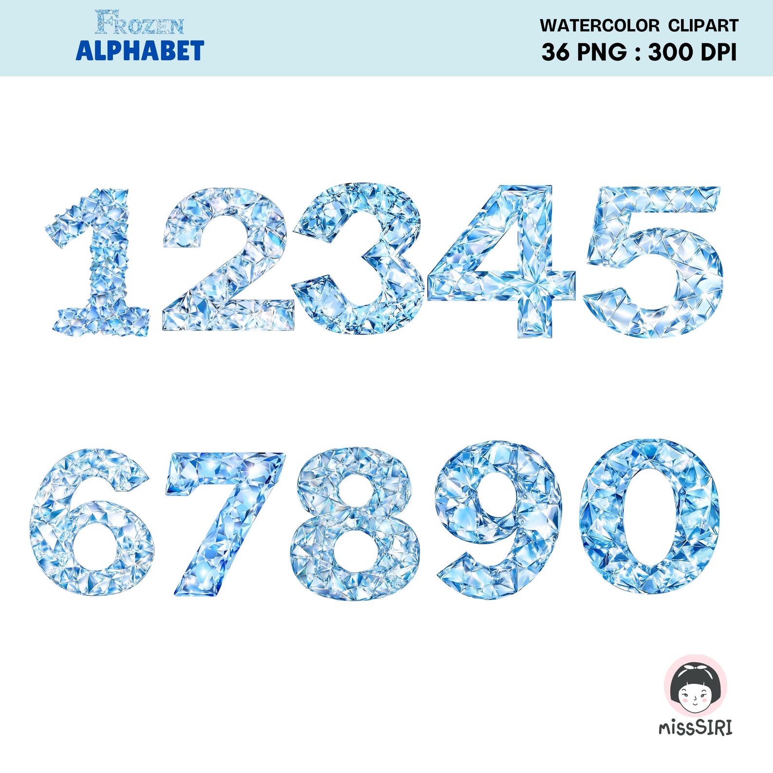 Frozen Alphabet Clipart Set | 36 Watercolor Pngs of Ice Crystal Letters ...