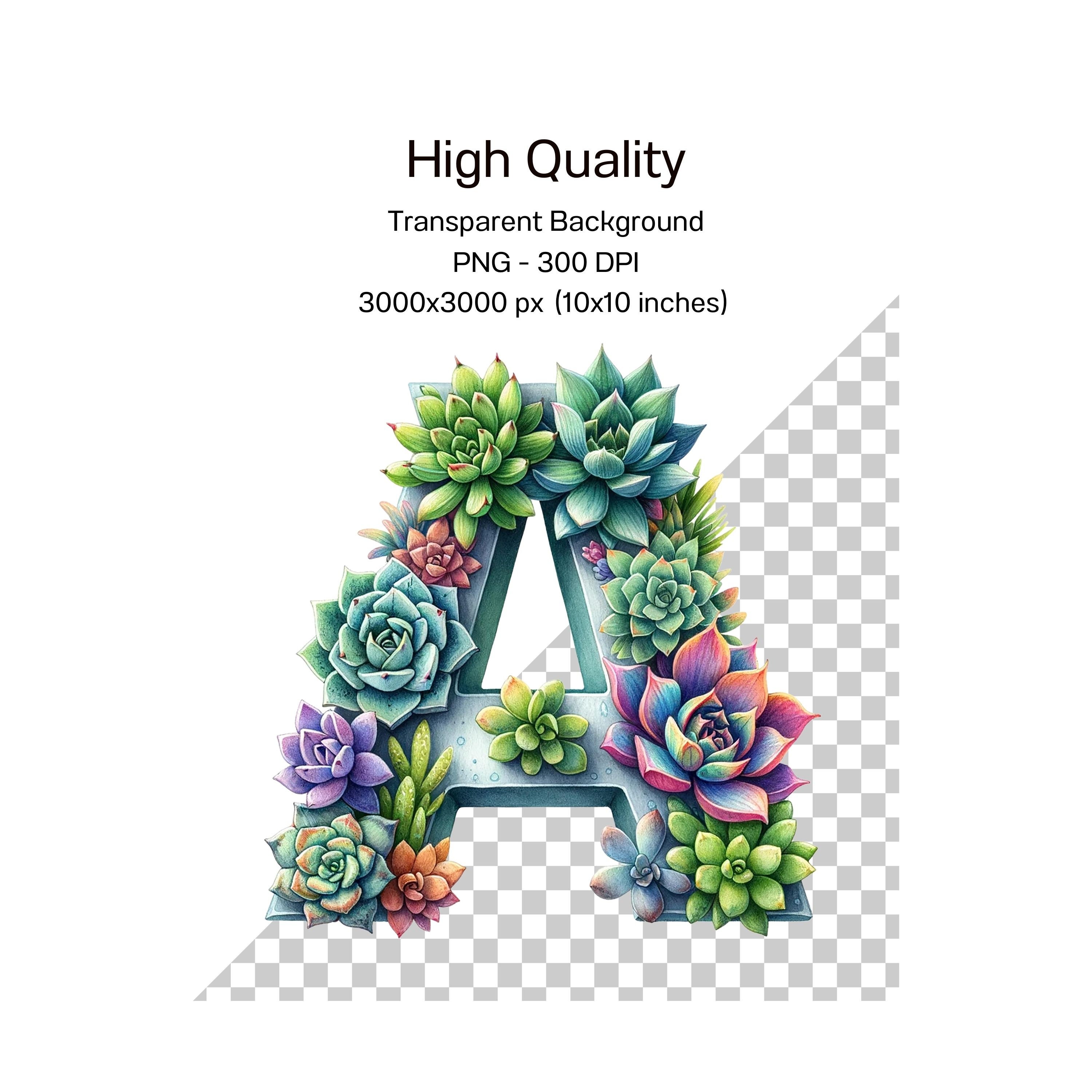 Succulent Watercolor Alphabet Clipart Set - Etsy