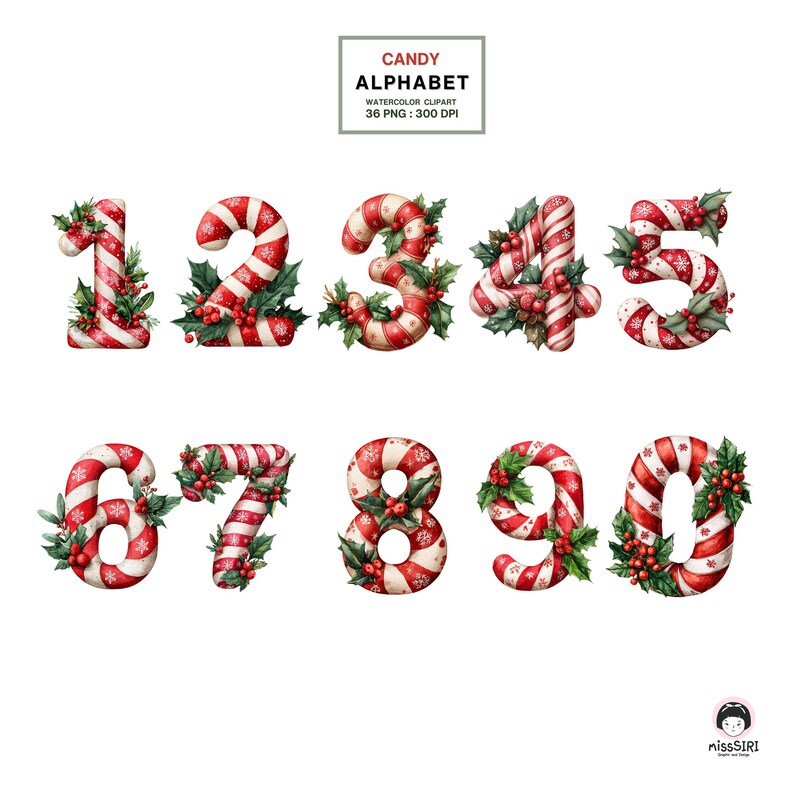 Christmas Candy Alphabet Clipart | 36 Red White Striped Letters and ...