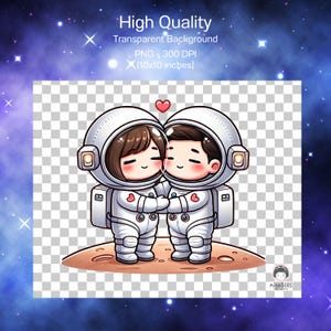 Kawaii Astronaut Valentine Clipart – 25 PNG Space Lover Graphics ...