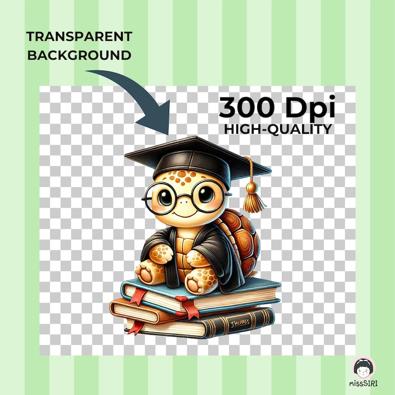 Graduation Turtle Clipart Bundle | 20 Watercolor Pngs With Caps ...