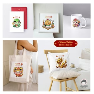 Cute Chinese Zodiac Clipart Bundle - 33 PNG Files, Kawaii Chinese New ...