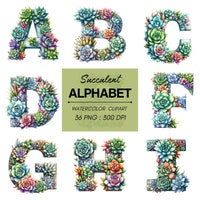 Cactus Alphabets and Numbers Clipart, Cactus Alphabet, Succulent Font ...